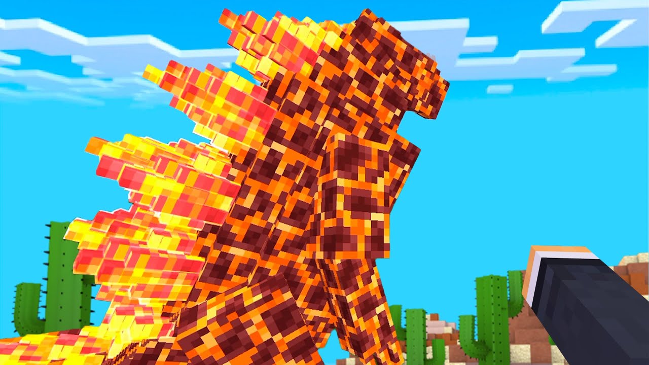 NOVO GODZILLA DE FOGO ADICIONADO NO MINECRAFT !! (KAIJUS MOD ) - YouTube