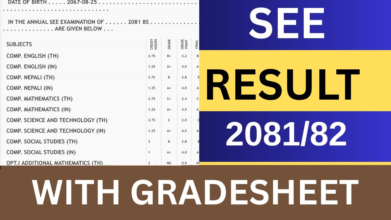 SEE Result with Gradesheet | How to check see result with mark sheet ...