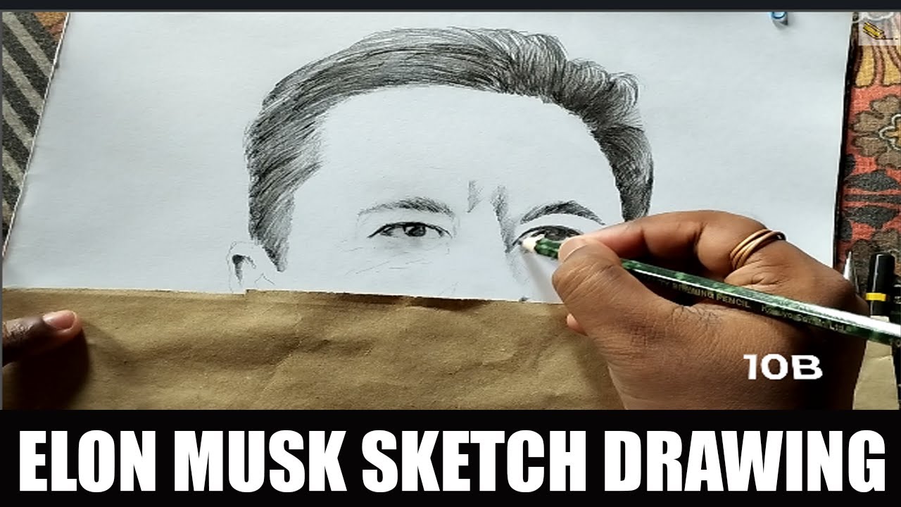 Elon Musk Sketch Drawing | Elon Musk Drawing Step by Step | Sketch ...