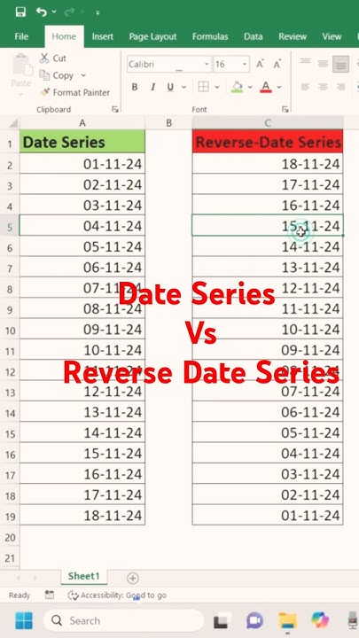 How to Date Series Vs Reverse Date Series in Excel | Create Dates - YouTube