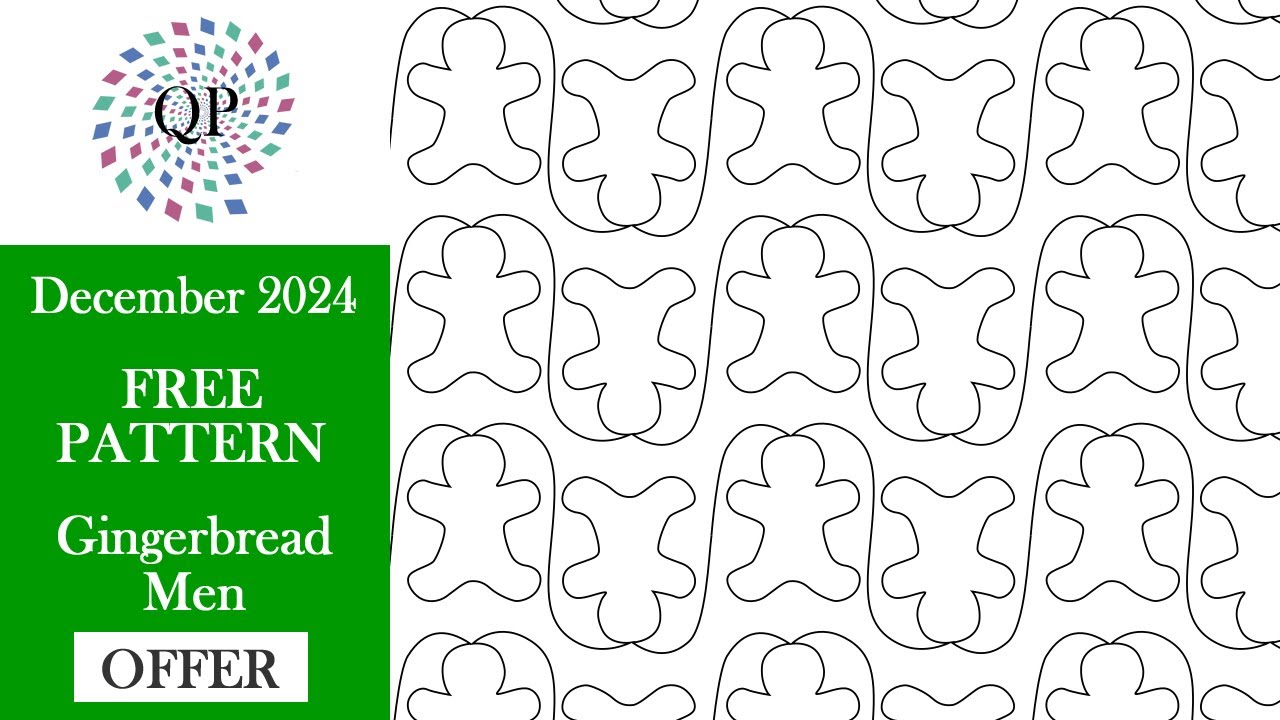 Free Quilting Pantograph for December 2024 - Gingerbread Men - YouTube