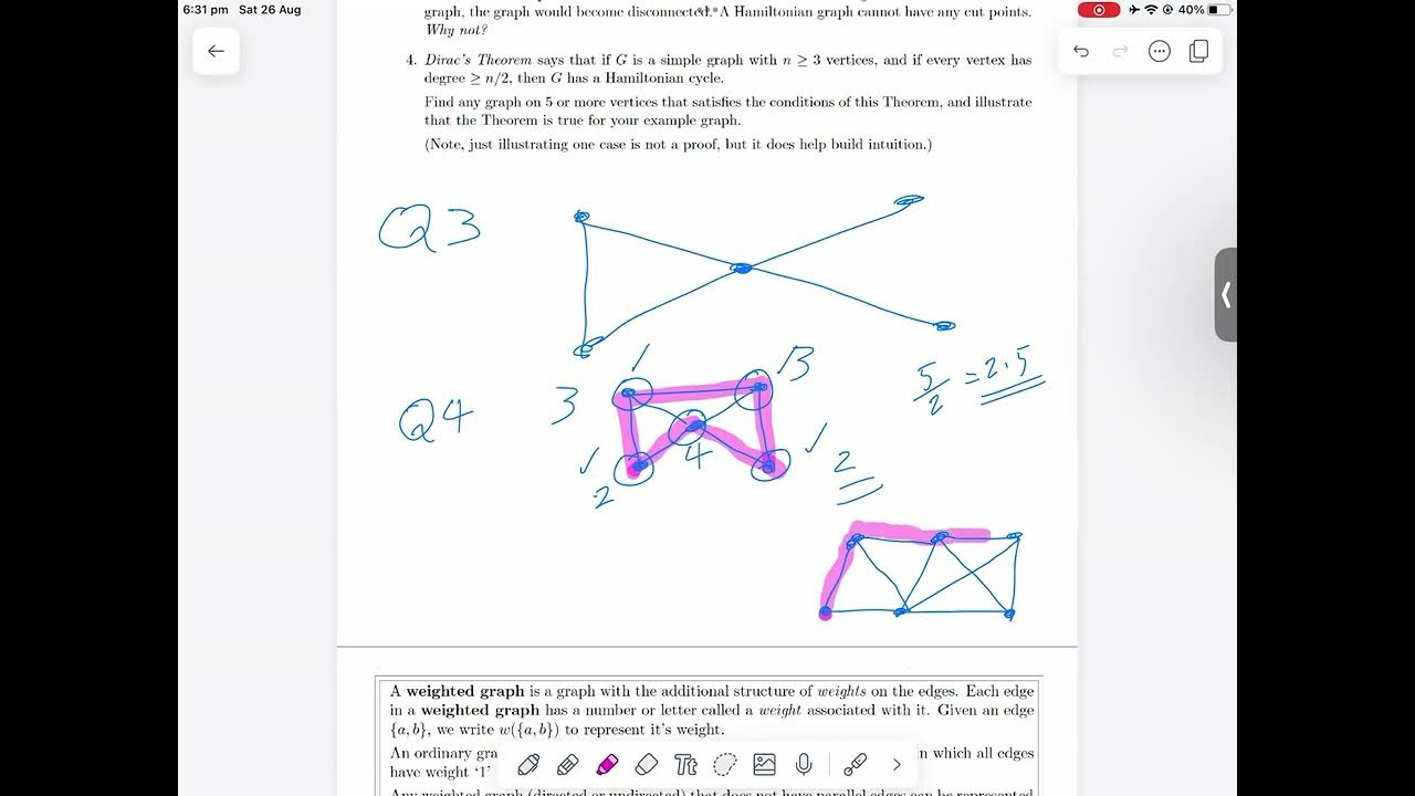 Discrete Mathematics Week5 (Workshop Number 5) Graph Theory Question 1 ...