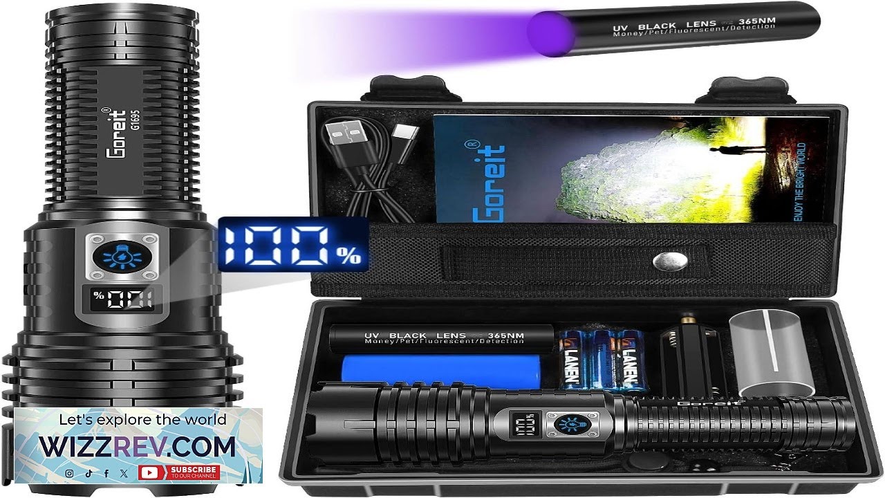 Goreit Flashlights LED High Lumens Rechargeable 990000 Lumens XHM77.2 ...