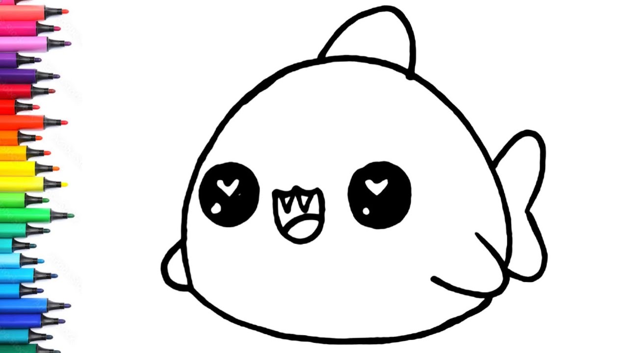 Cute Shark Squish mallow Drawing, Painting & Coloring for Kids and ...