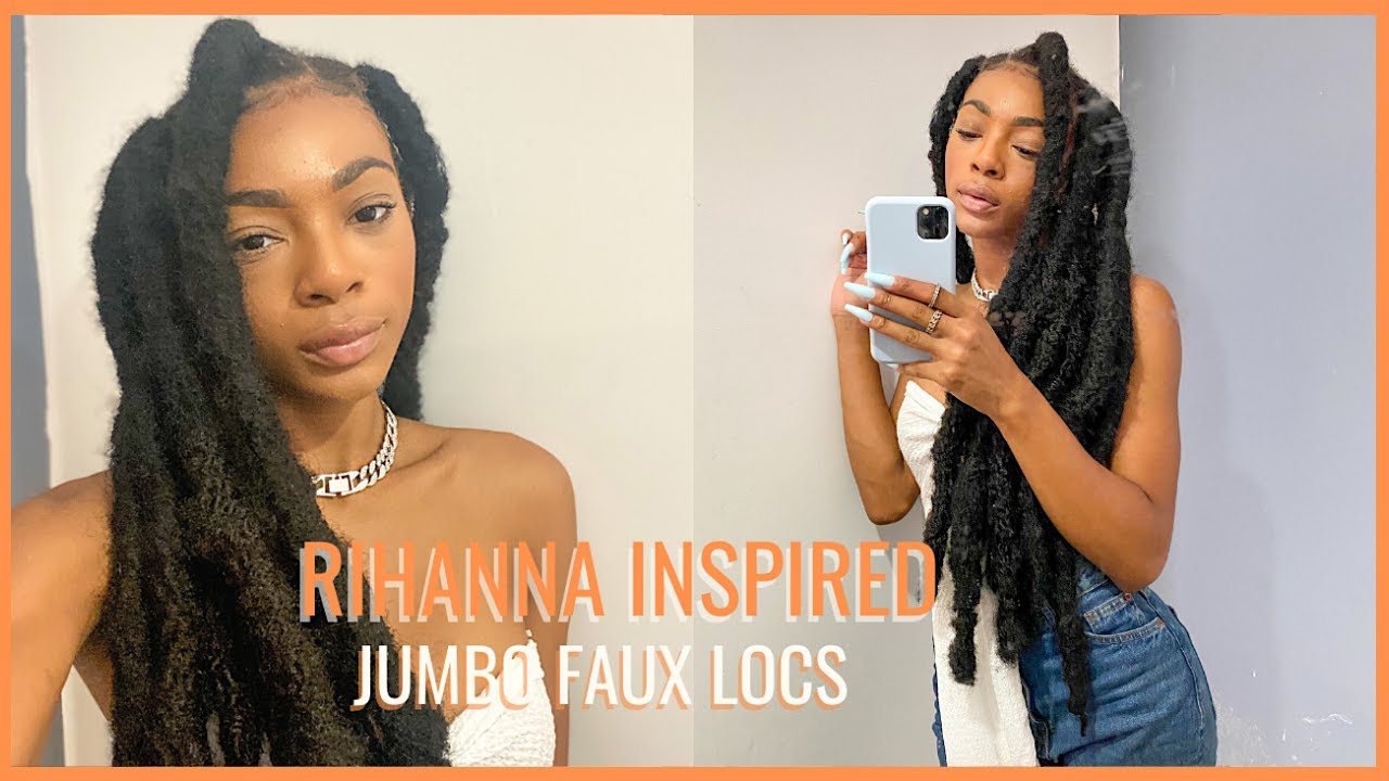 Rihanna inspired JUMBO faux locs // easiest jumbo faux locs tutorial ...