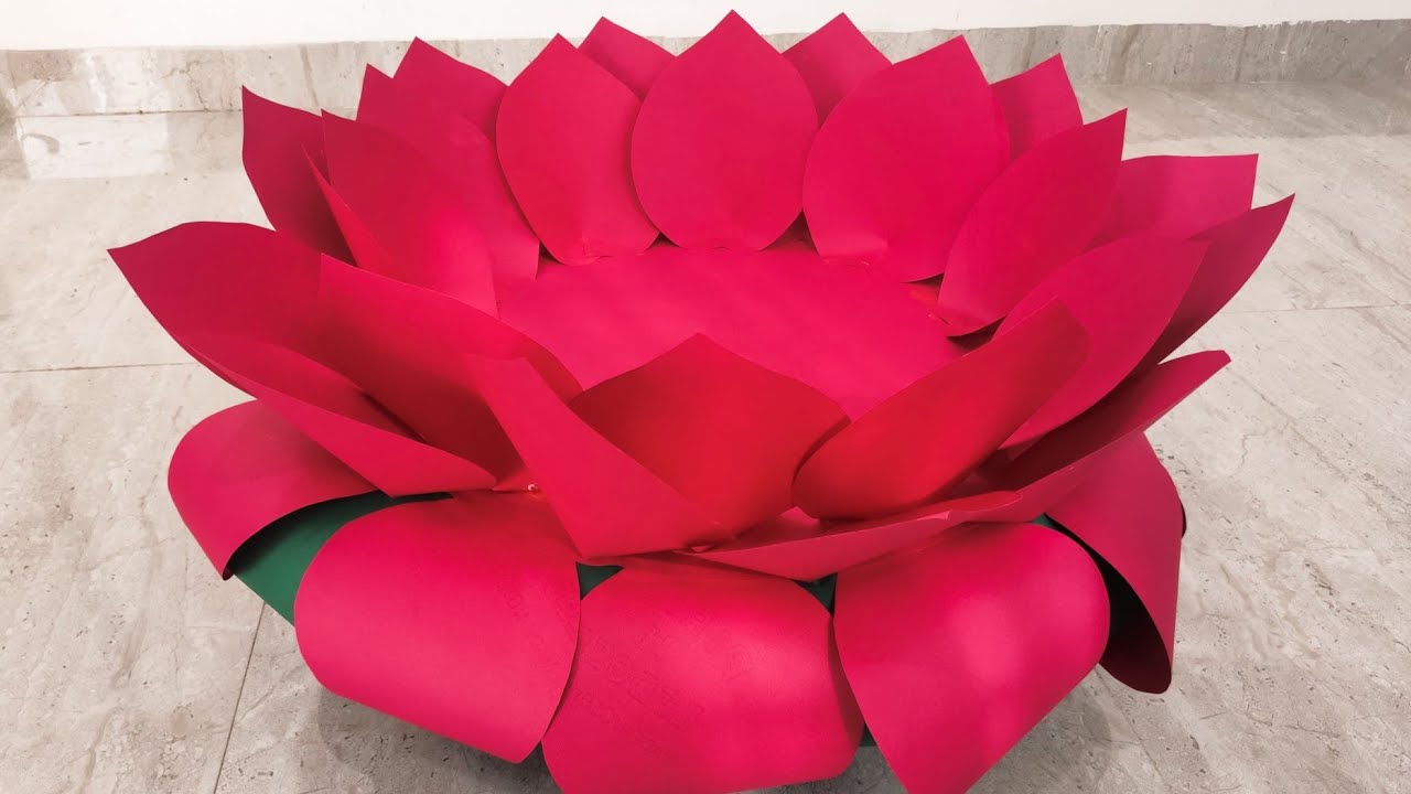 DIY Lotus Flower/Gauri Ganapati Decoration Ideas/Gauri Stand Lotus ...