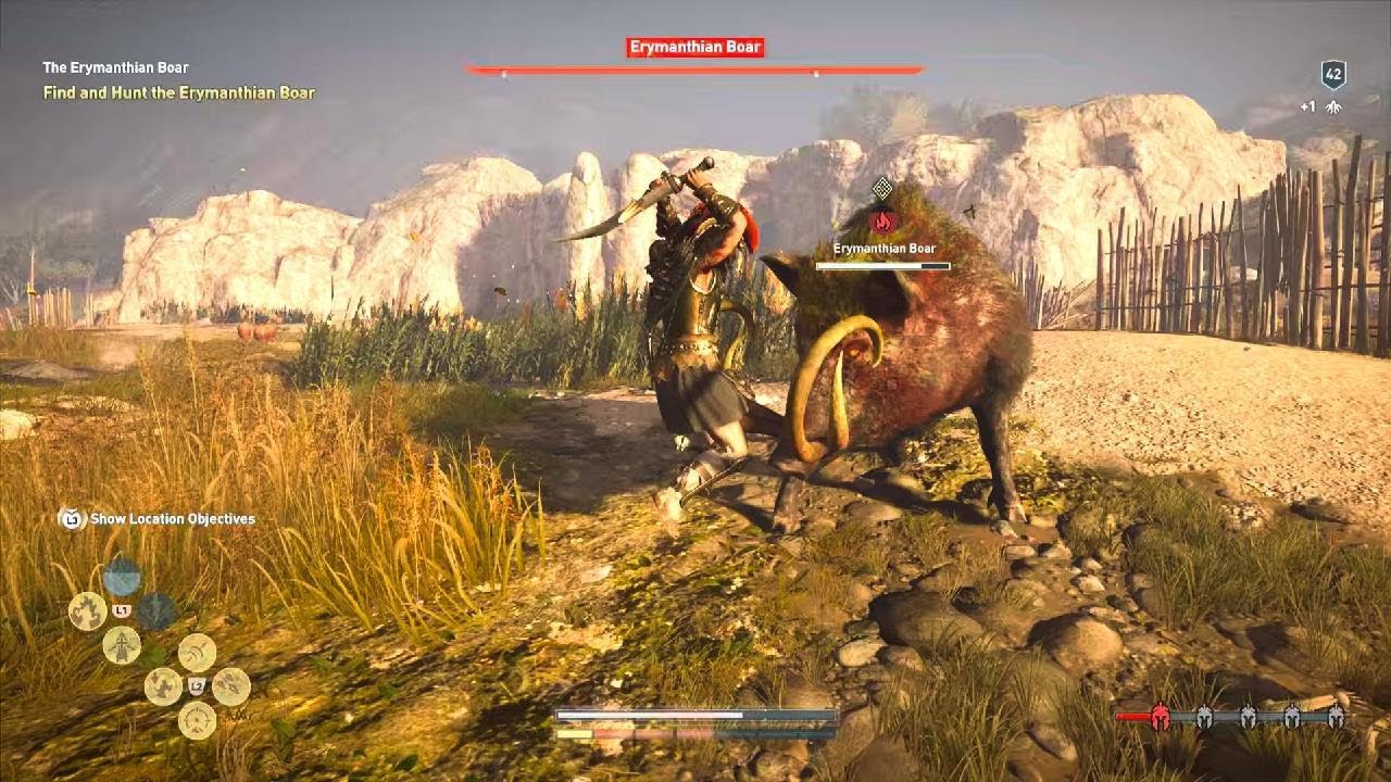 AC Odyssey Erymanthian Boar Boss Fight - YouTube
