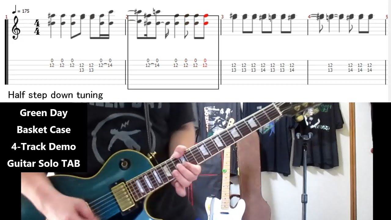 【TAB】Basket Case 4-Track Demo Guitar Solo TAB Green Day - YouTube