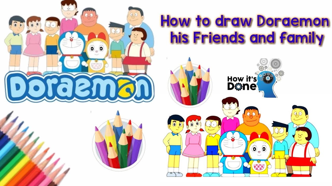 How to draw Doeamon, Nobi, Big G, Sneech, sue ,ace, little G Nobi 's ...