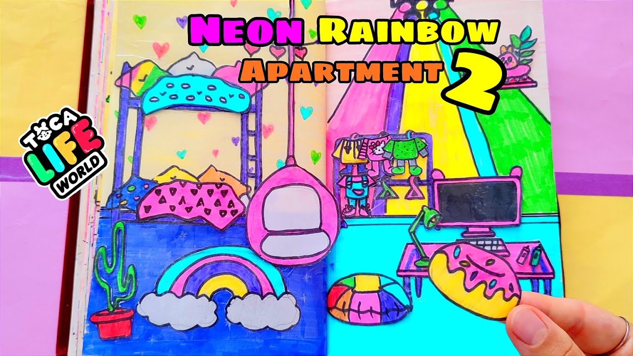 DIY Neon Rainbow Apartment PART-2 /Toca Boca Neon Gökkuşağı Dairesi 2 ...