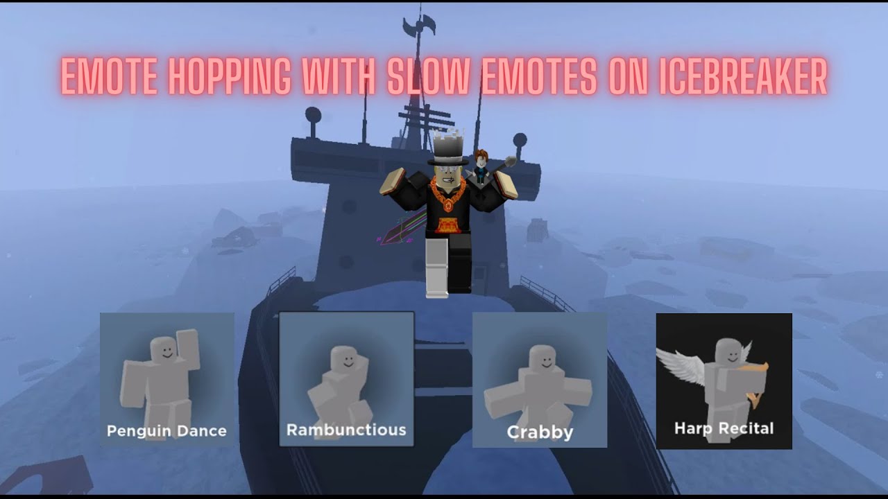 Roblox Evade Emote hopping with slow emotes on icebreaker - YouTube