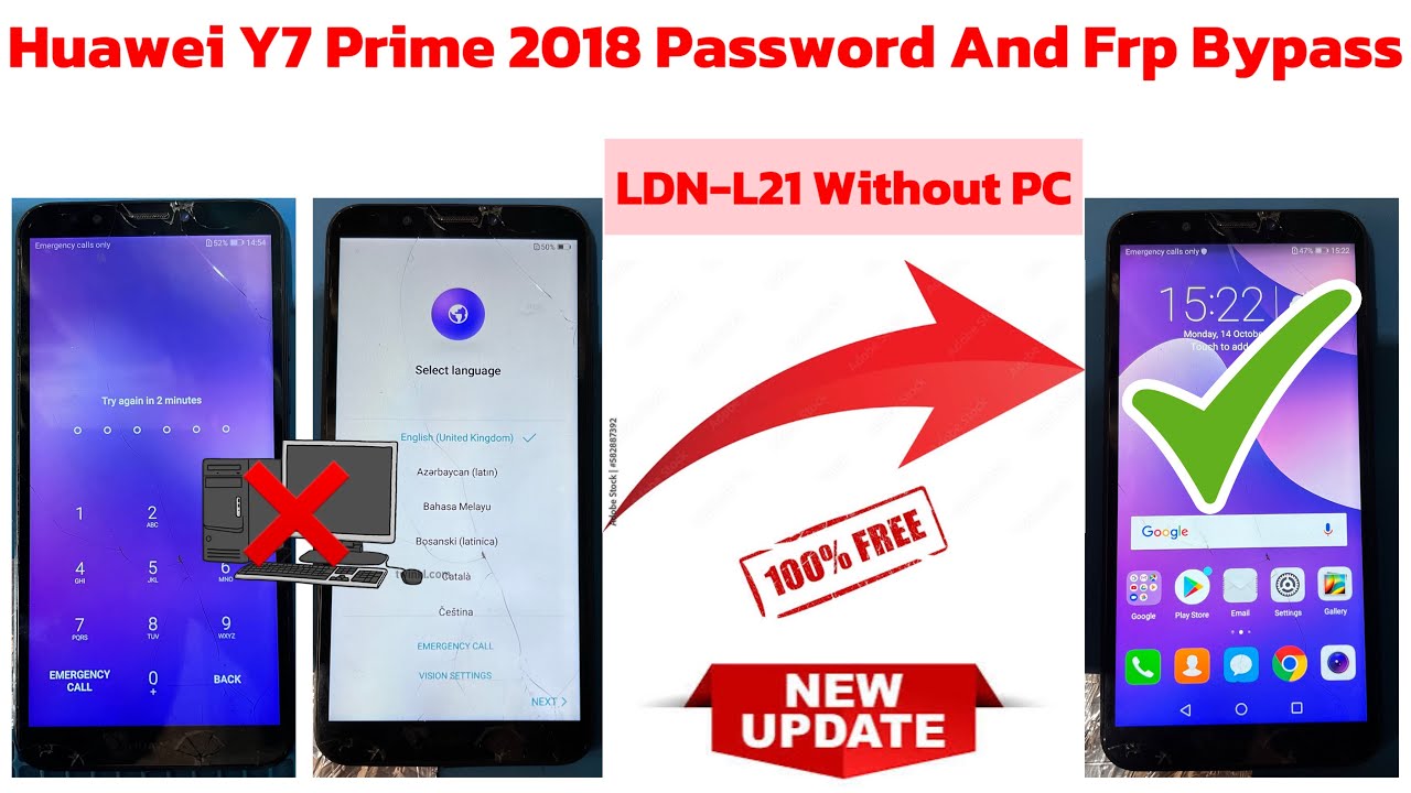 Model:LDN-L21 Huawei Y7 Prime 2018 pattern password and Frp lock bypass ...