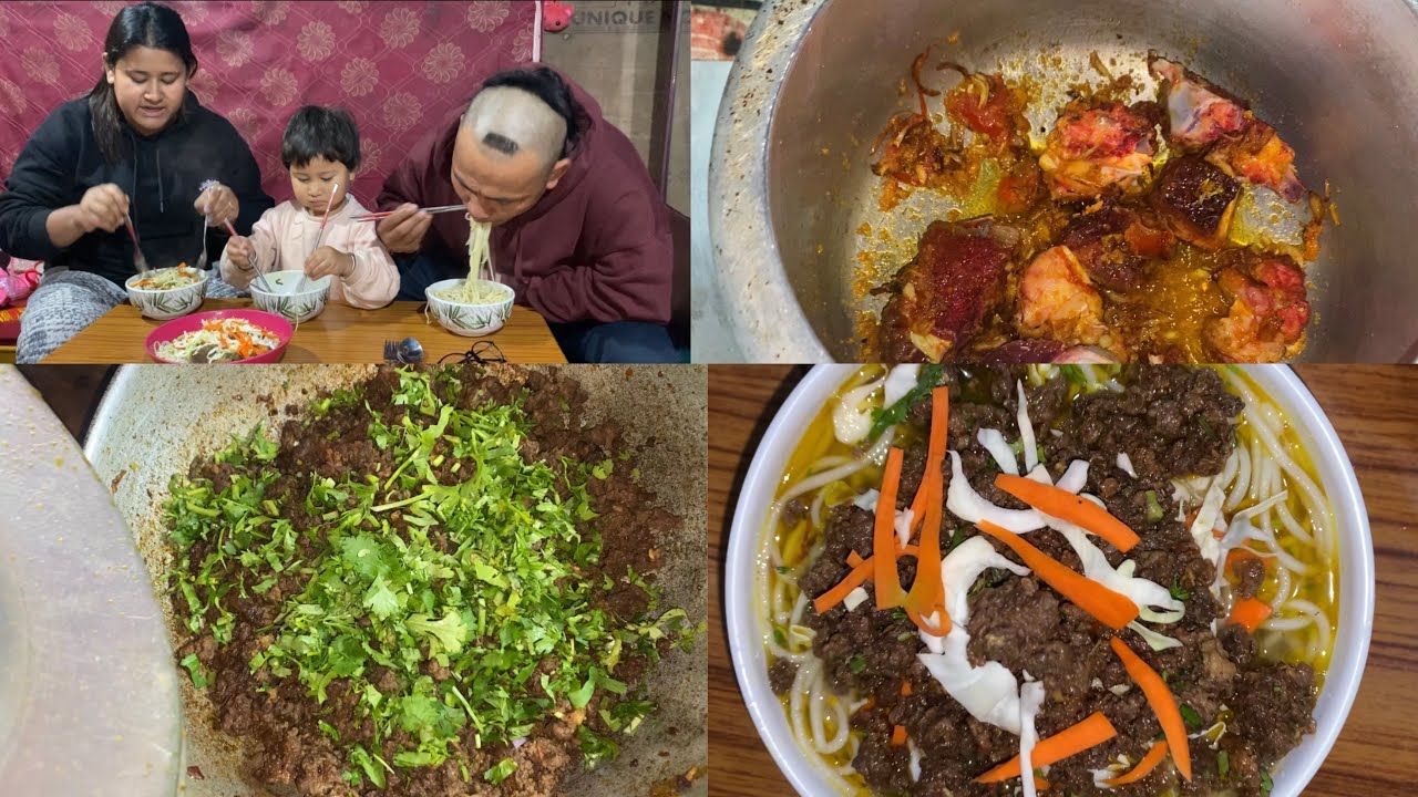 Buff thukpa 🍜| haddi 🍖 Ko soup 🥣 | buff keema 🥩| noodles 🍜 | recipe and ...
