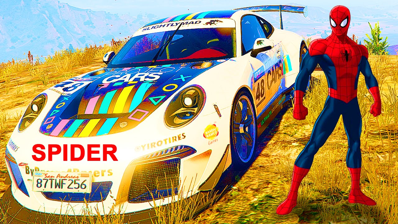 Spiderman CARTOON for Kids Movie /w Porsche Real Cars Nursery Rhymes ...