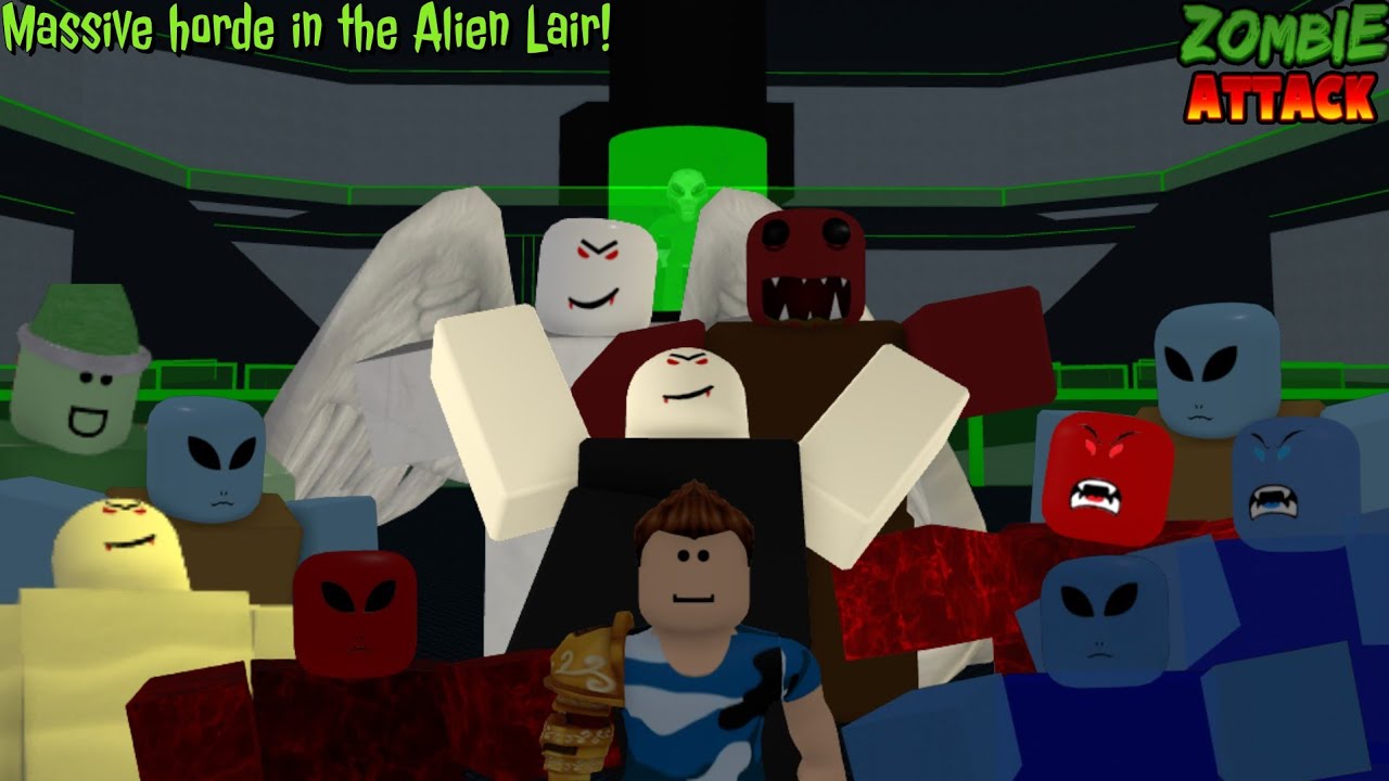 Massive horde of monsters in the Alien Lair! || ROBLOX Zombie Attack ...