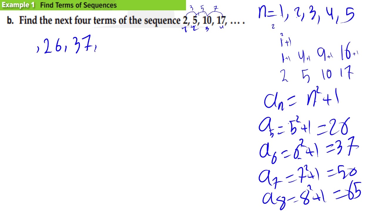 Video 1 11 A 9 2 Sequences, Series and Sigma Notation - YouTube