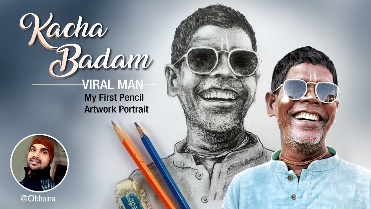 Kacha Badam Viral Man, My First Pencil Artwork Portrait / #obhaina ...