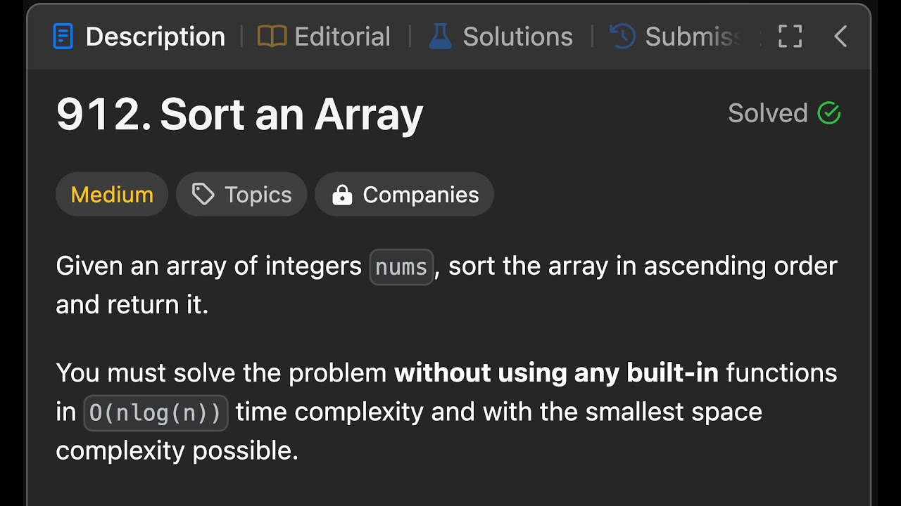 912 Sort An Array - YouTube
