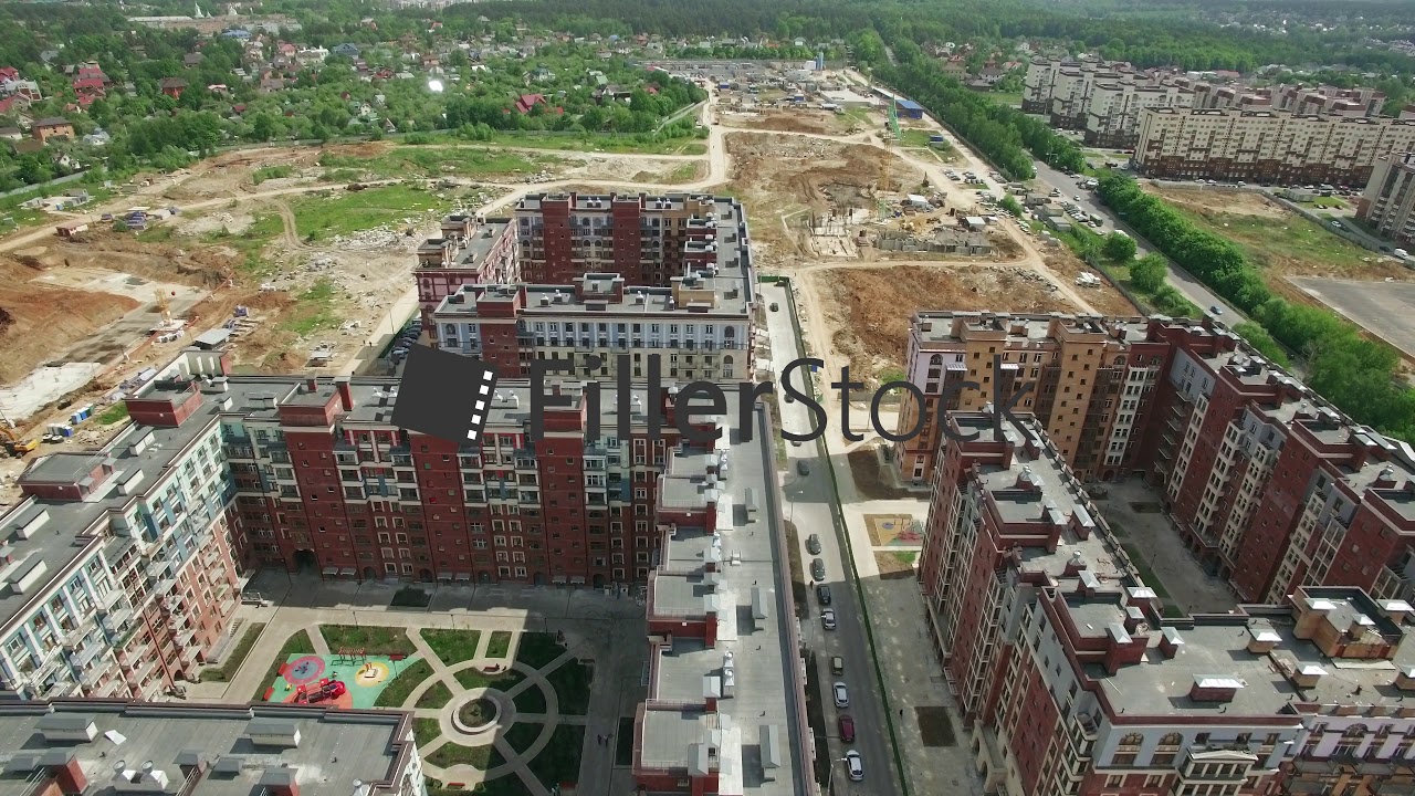 Flying over new-built and unfinished residential compounds in New ...