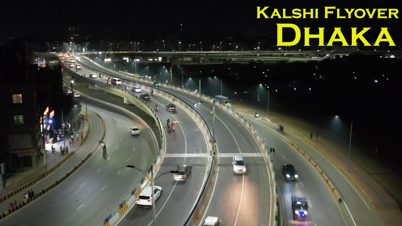 Dhaka City | Beautiful Kalshi Flyover Night View | Drone View | Raid ...