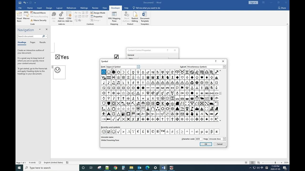 How to insert check box into MS Word and change the symbol to check ...