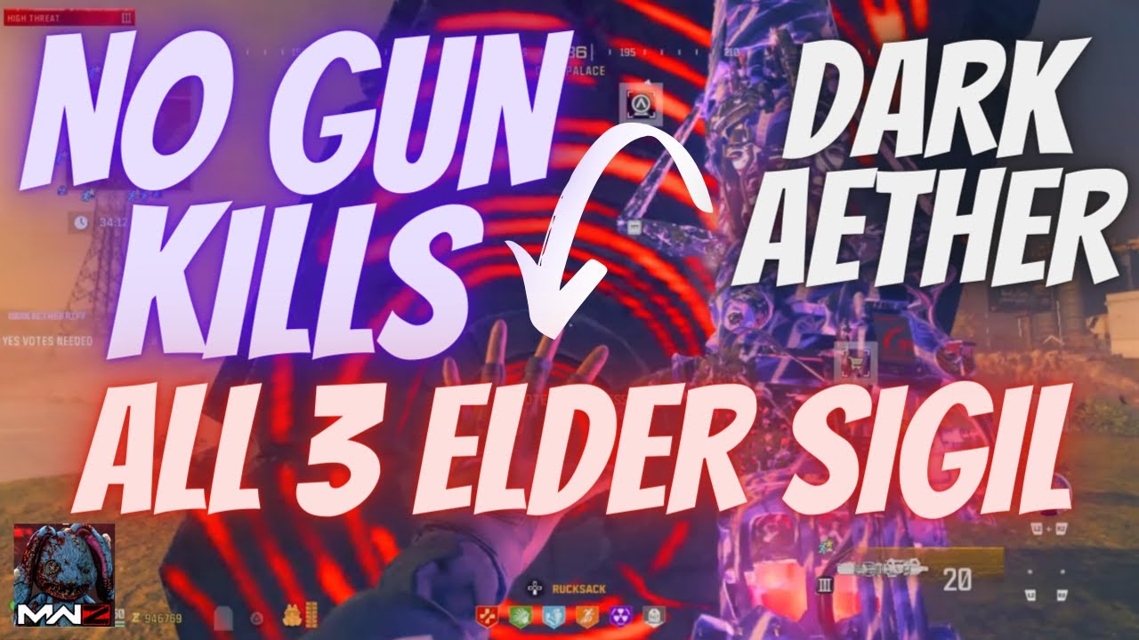 MW3 Zombies NO GUN KILL ALL 3 DARK AETHER ELDER SIGIL Complete ALL ...