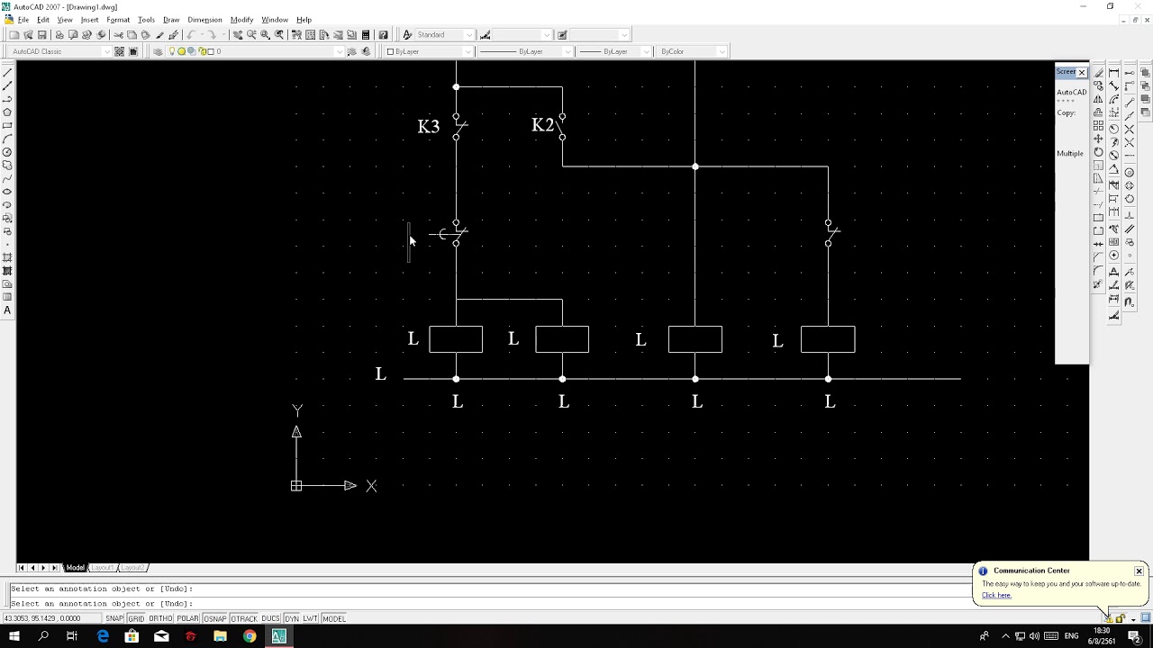 AutoCAD 2007 การเขียนวงจร STAT-DELTA แบบ CONTROL & POWER - YouTube