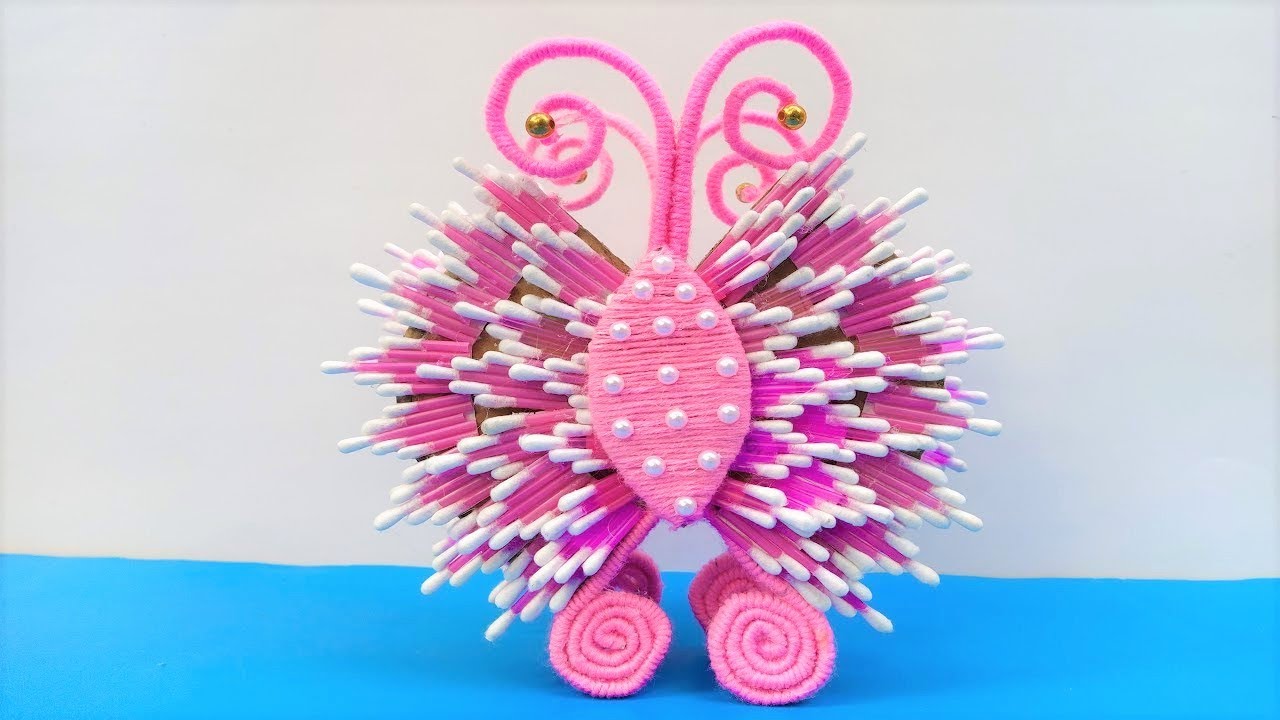DIY Craft With Cotton buds || Hard Paper and Uler Suta || Craft house ...