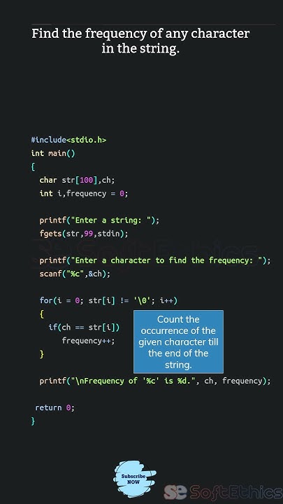 Frequency of character in string #shorts #shortfeed #softethics #string #frequency # ...