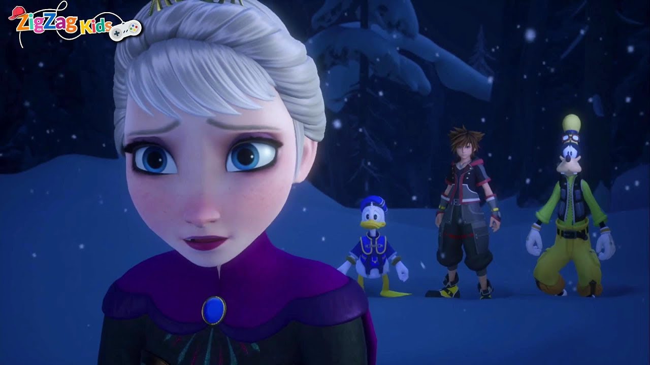 Kingdom Hearts III | Donald Goofy Sora Meet Elsa | Ice Labyrinth ...