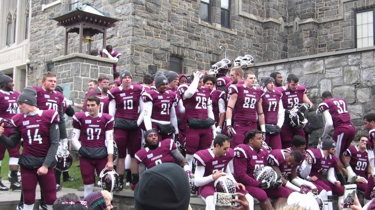 Fordham Football Victory Bell Celebration after beating Sacred Heart ...