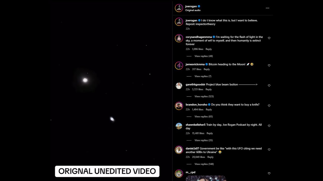 Joe Rogan Posts Footage Of UFO or UAP - YouTube