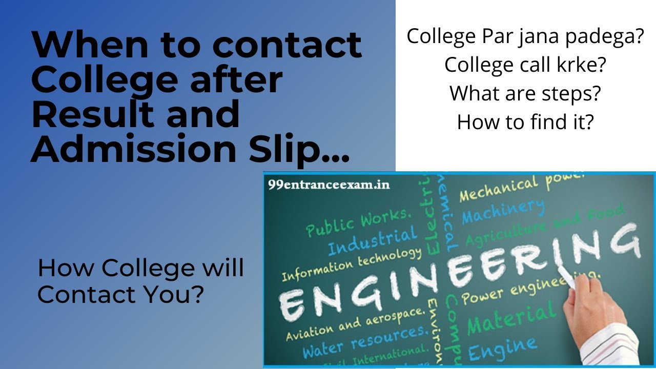 When to contact College after Result and Admission Slip... - YouTube