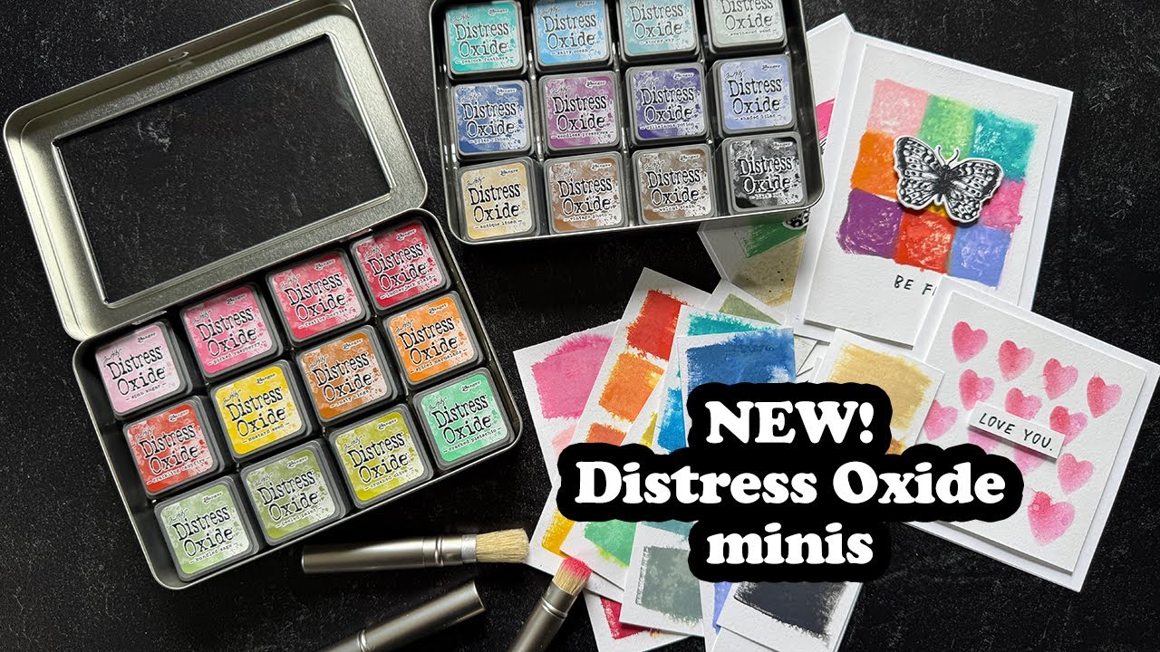 NEW Mini Distress Oxide Inks| Swatches & 3 Easy Techniques for Card ...