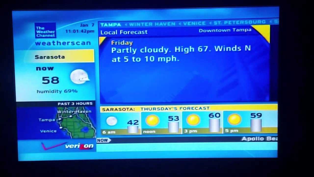 Tampa FL Weatherscan: 1/7/2015 10:58pm EST - YouTube