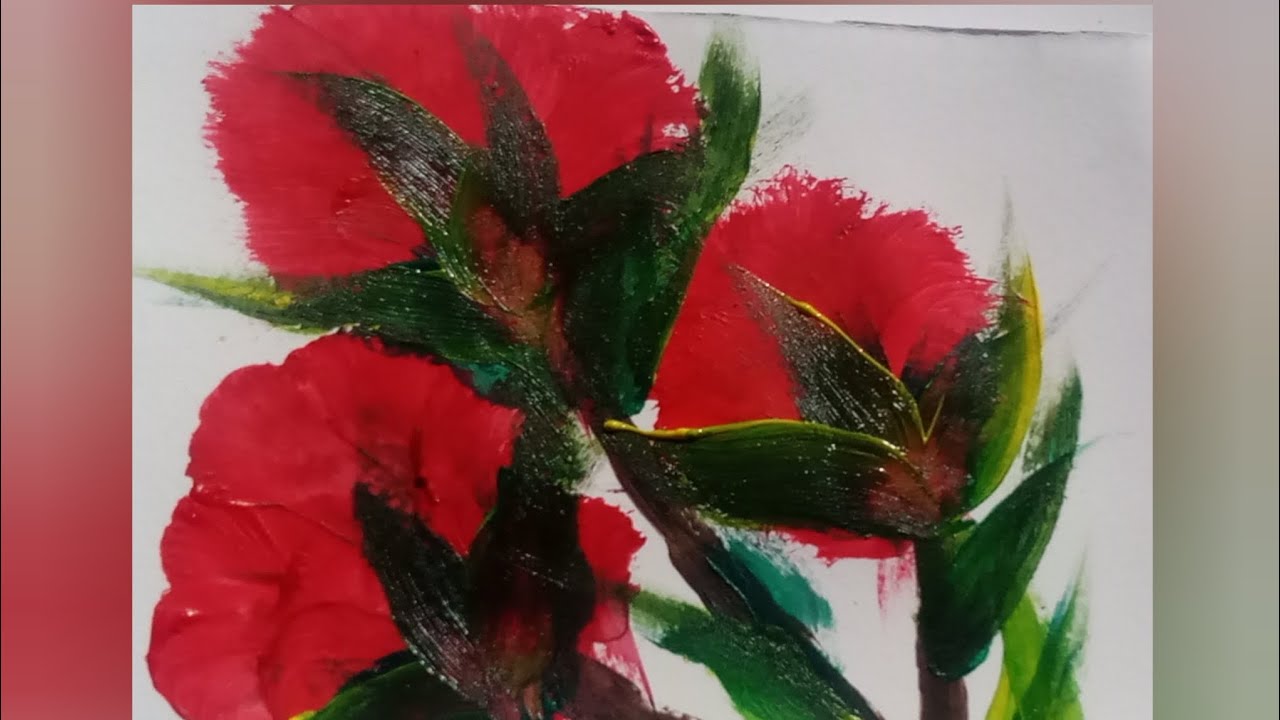 How to make easy Rose flowers painting tutorial || Acrylic paint for ...