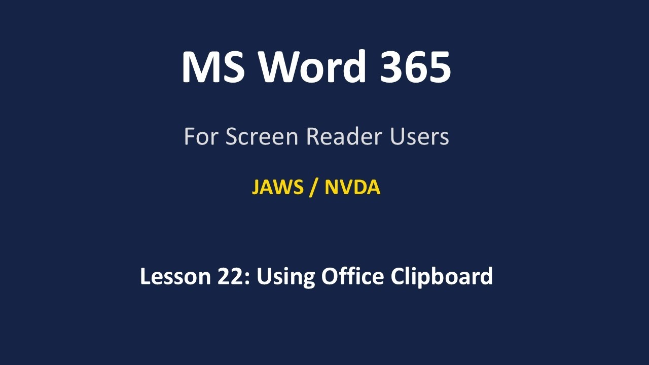 Lesson 21: Using Office Clipboard | Word 365 Full Course for Screen ...