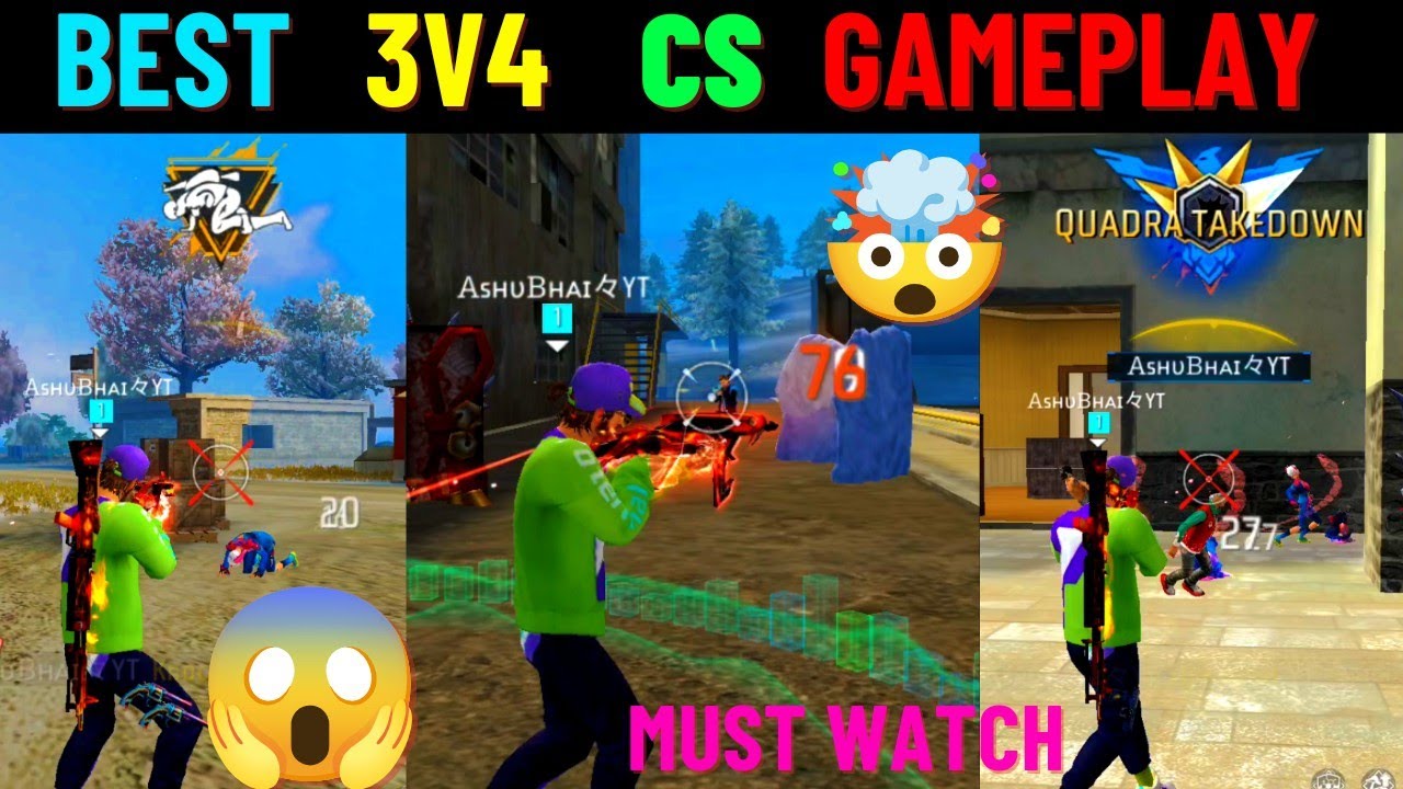 BEST 3V4 CLASH SQUAD GAMEPLAY|CS RANK PUSH | #csrank #freefirerankpush ...