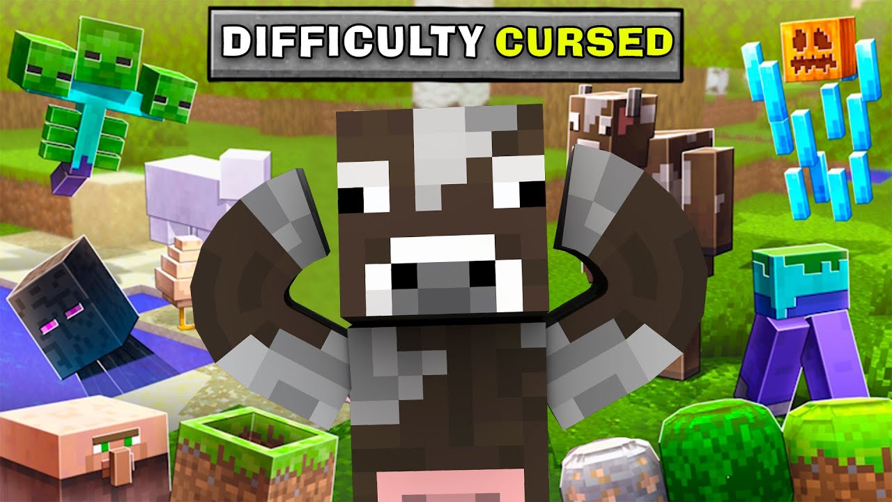 Minecraft But Difficulty CURSED! Cow man minecraft - YouTube