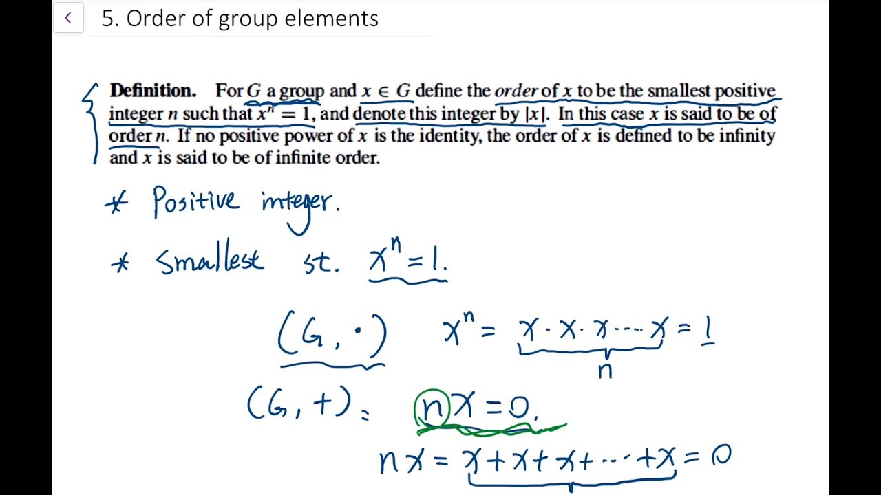 Group theory 05 - Order of the elements in a group - YouTube