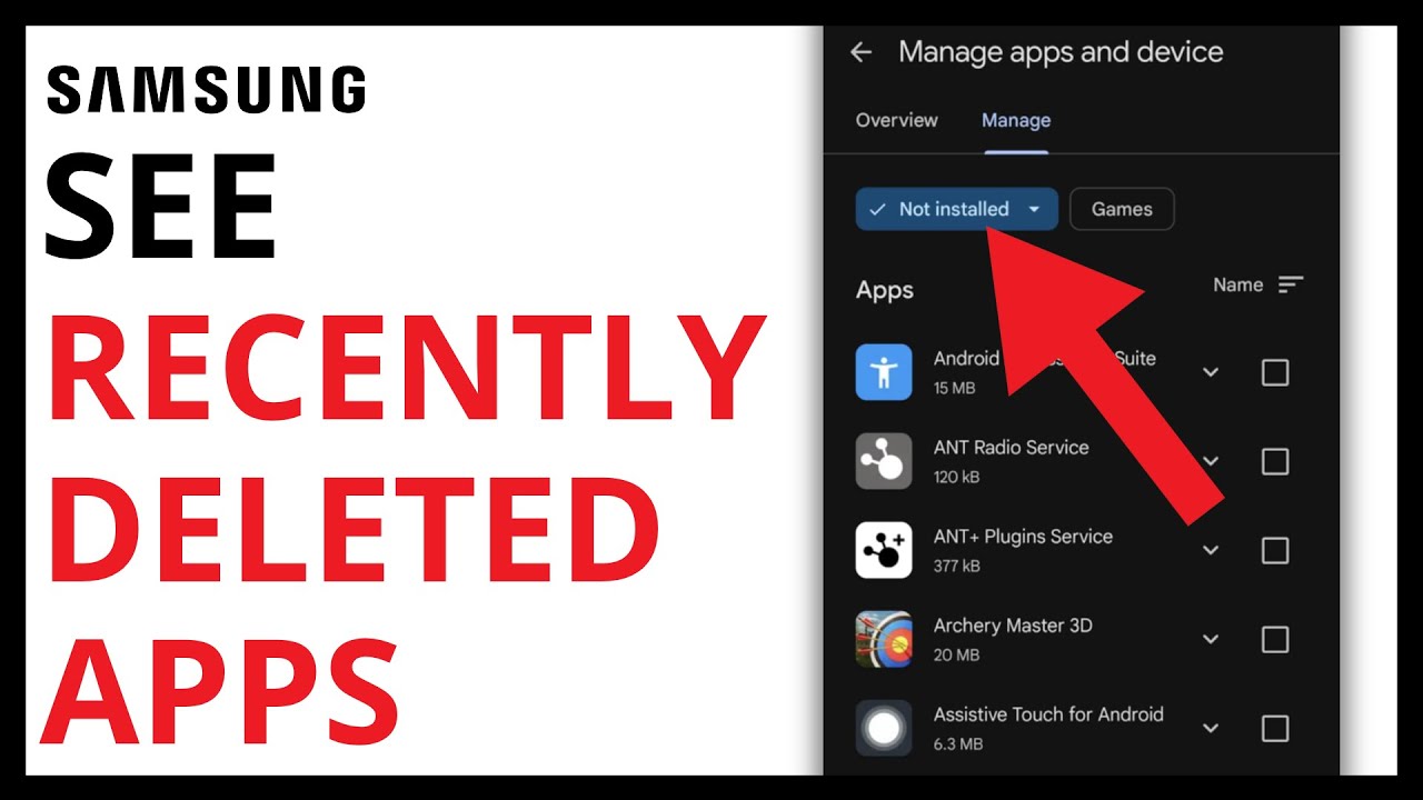 How to See Recently Deleted Apps on Samsung Galaxy - YouTube