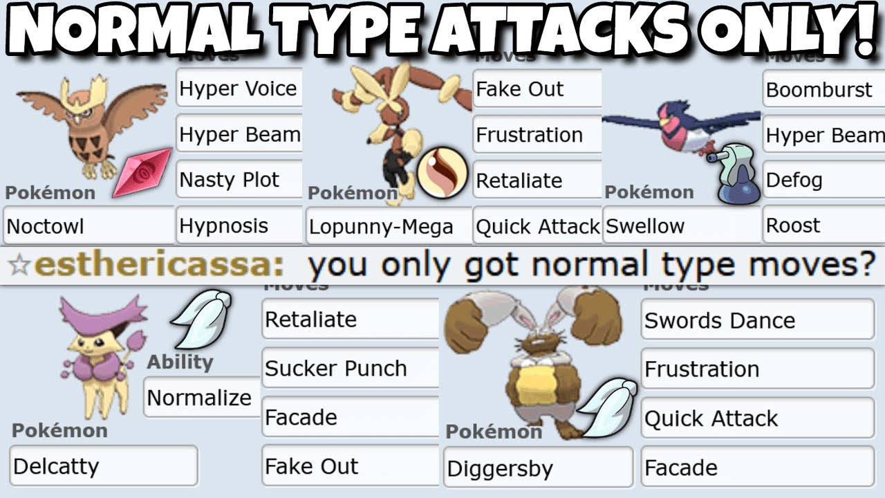 Pokemon Showdown but I can ONLY use NORMAL TYPE MOVES! - YouTube