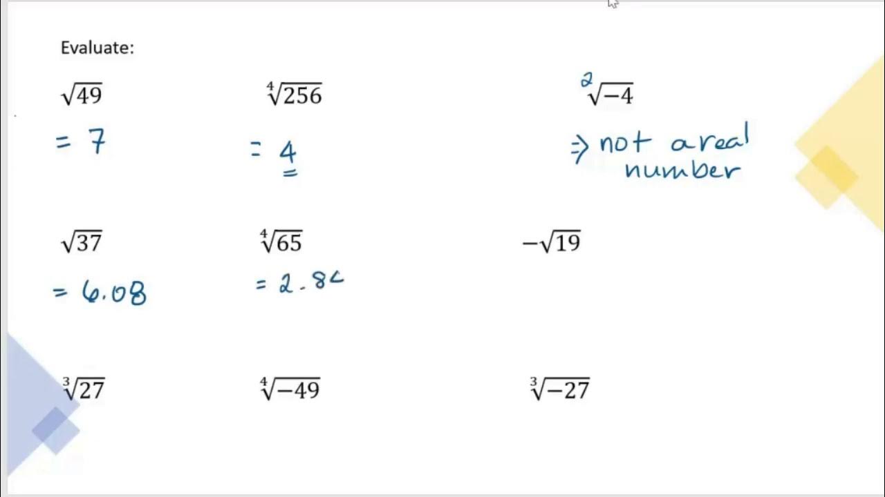 Evaluating Radicals - YouTube
