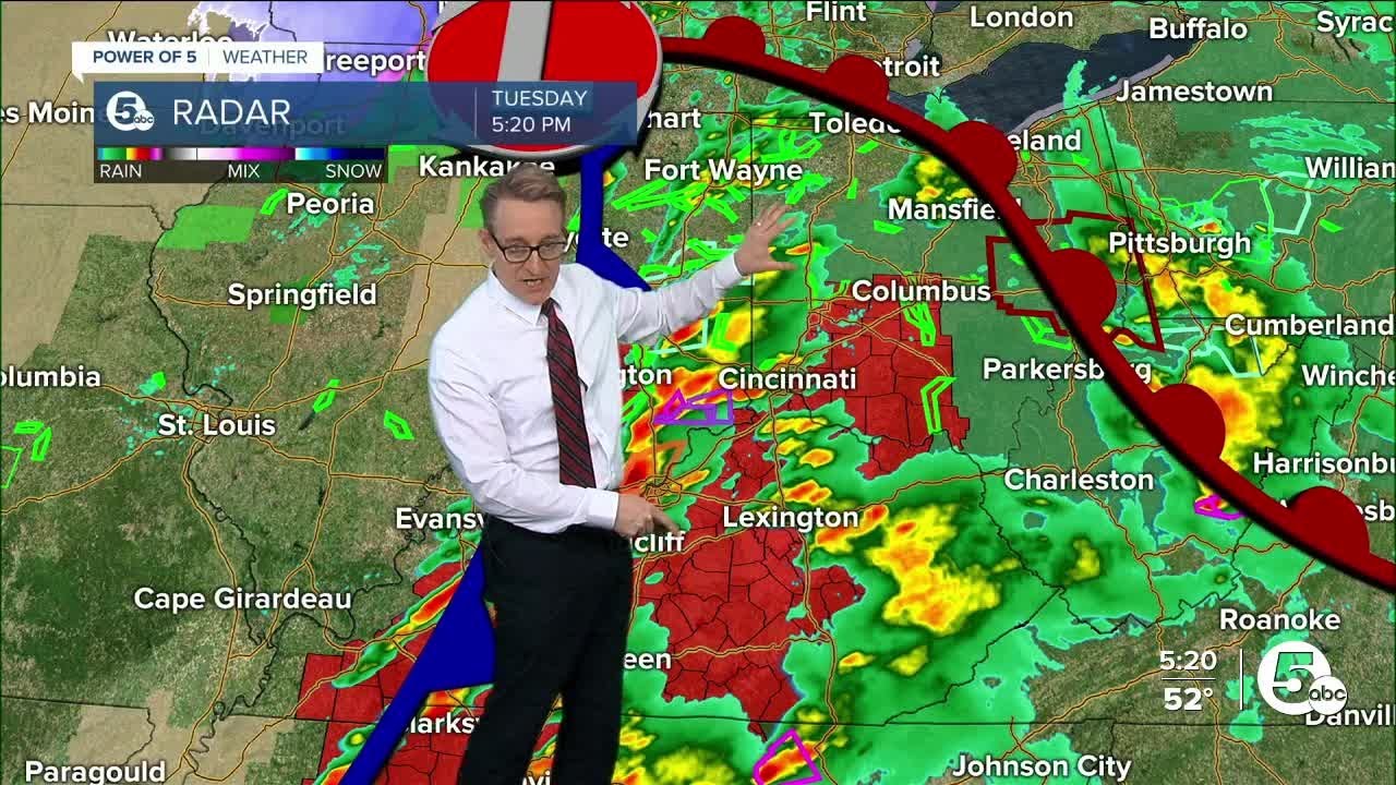 Severe storm risk moderate in areas south of Cleveland - YouTube