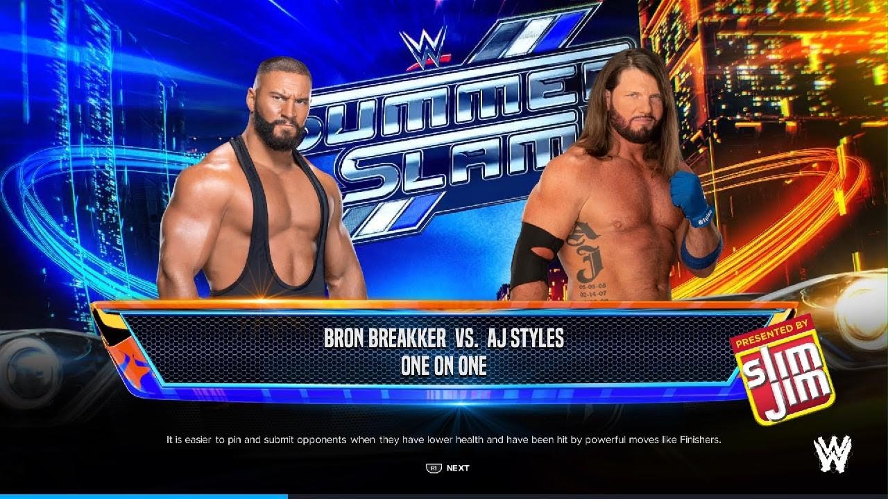 AJ Styles Vs Bron Breakker - Quarterfinal 1 - IC Title tournament # ...