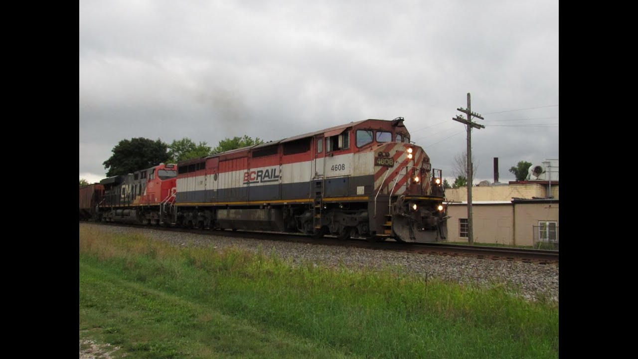BC Rail 4608 leading a string of empty sand cars on 9 13 2016 ( barn ...