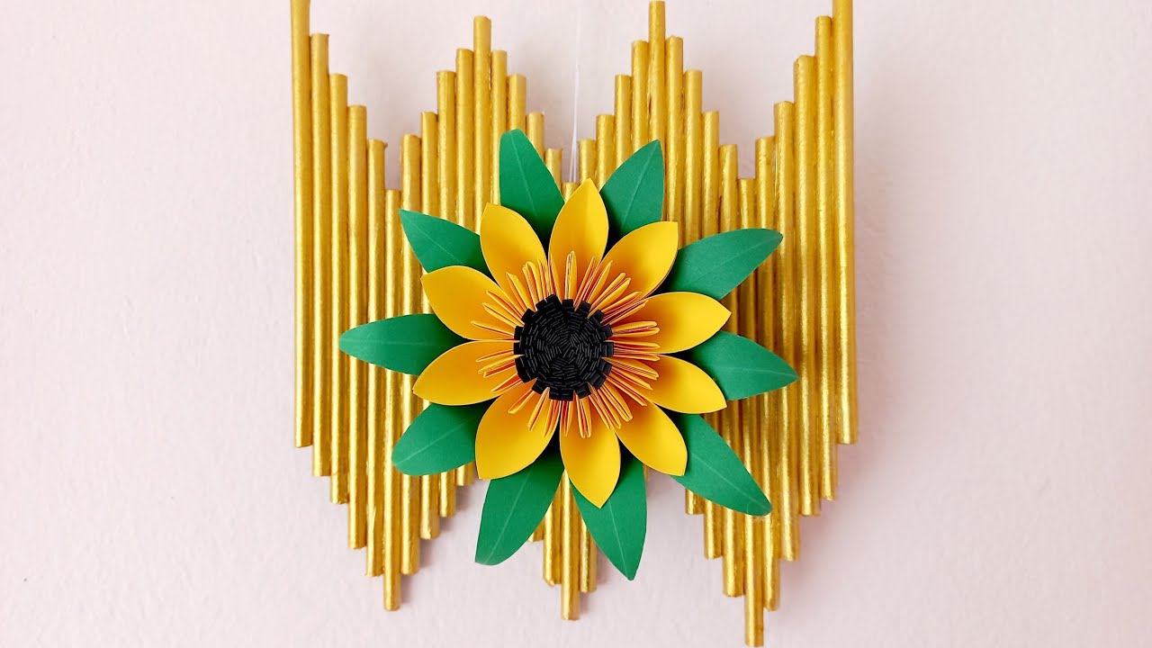 how to make origami flower wall hanging || paper craft - YouTube