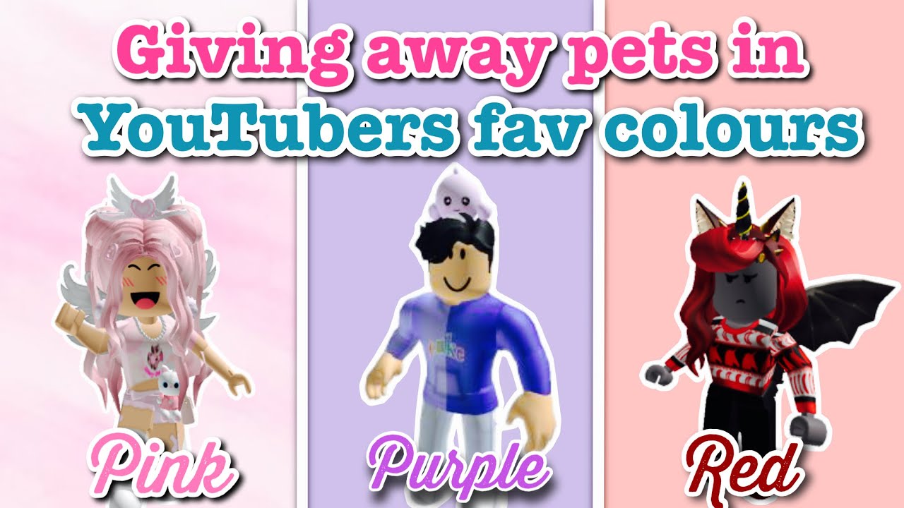Giving away pets in Adopt me YouTubers Favourite colours (ft ...