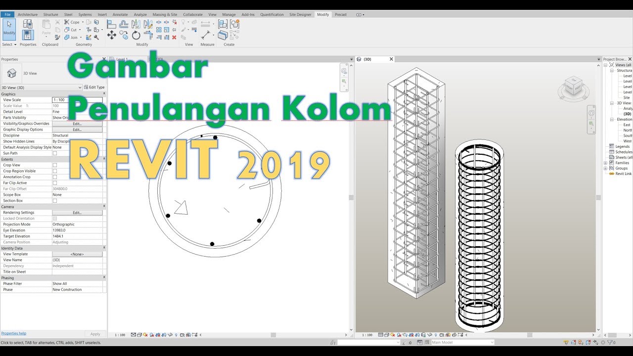 Gambar Penulangan Besi Kolom Beton #1 | REVIT 2019 - YouTube