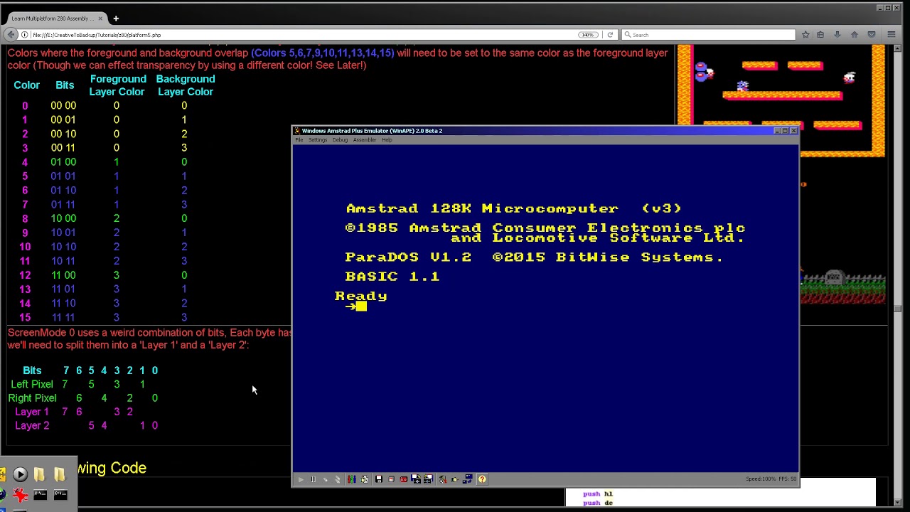 CPC: Using 16 color Mode 0 to simulate 2x 4 color Layers - Z80 Lesson ...